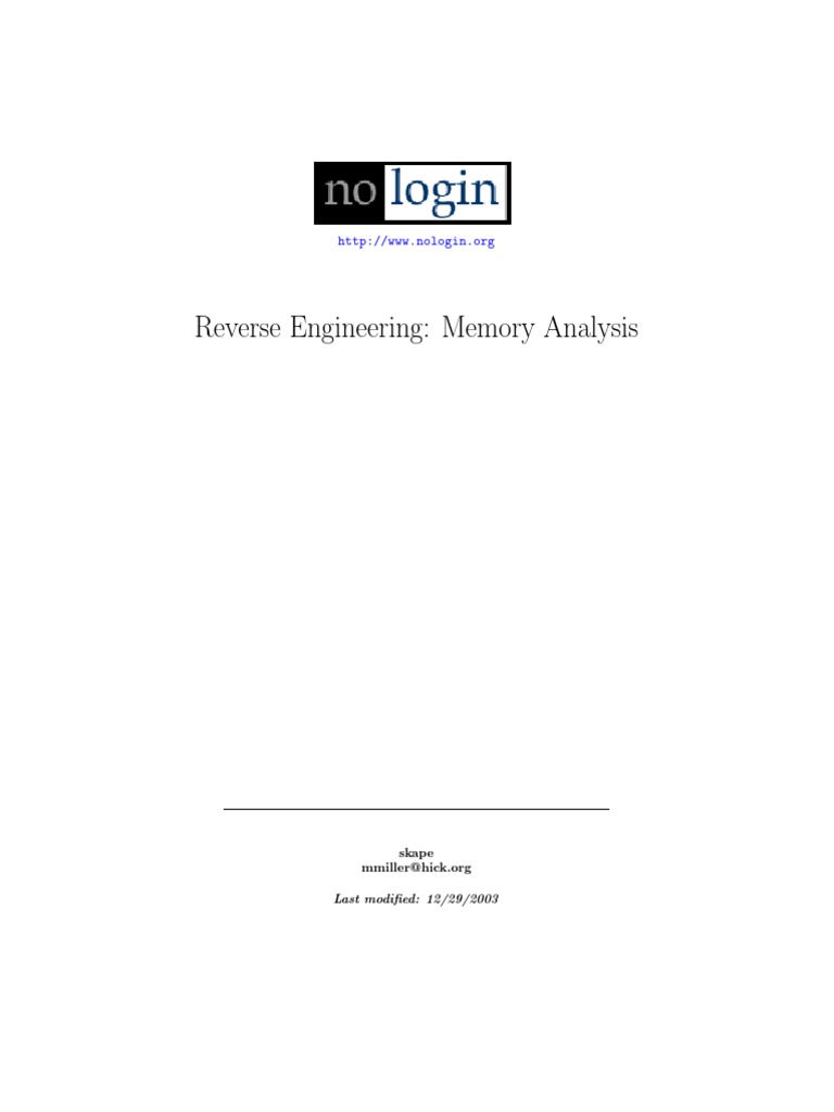 Reverse Engineering Memory Analysis Pdf Pointer Computer Programming Data Type