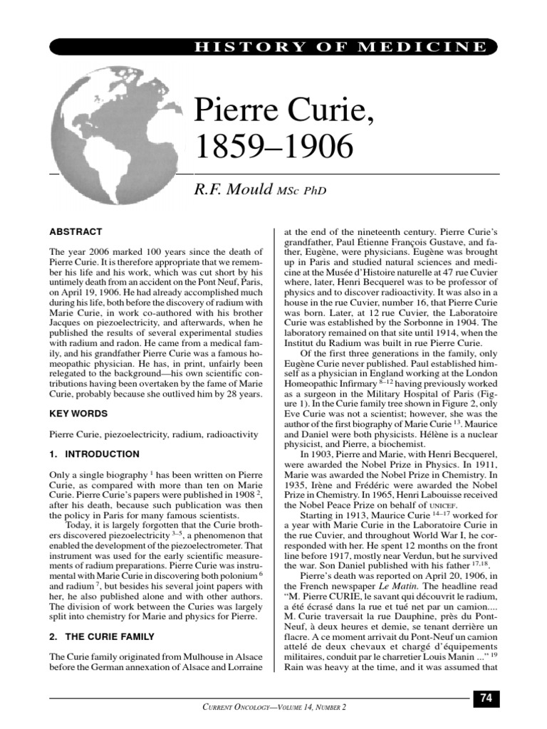 Pierre Curie | PDF | Marie Curie | Radioactive Decay