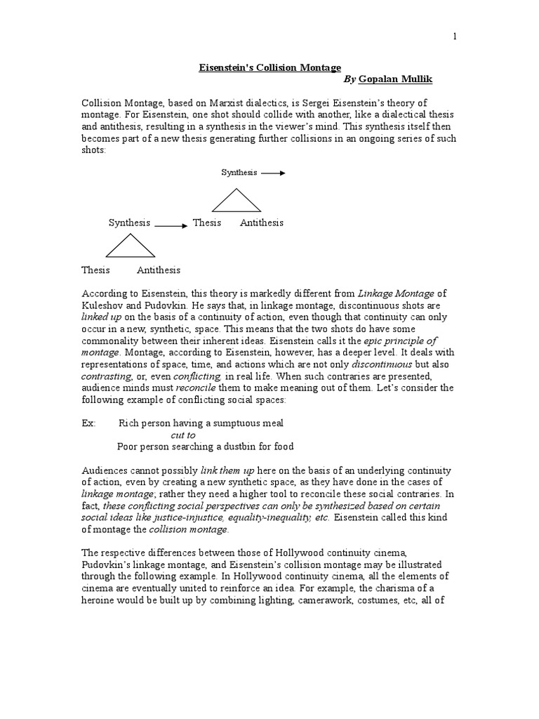 Eisensteins Taxonomy of Collision Montage | PDF | Science ...