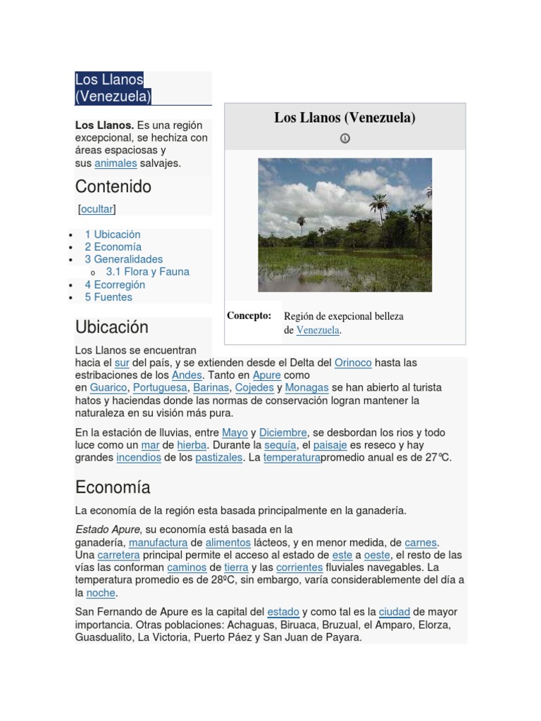Ecorregion Los Llanos | PDF | Venezuela | Ecología