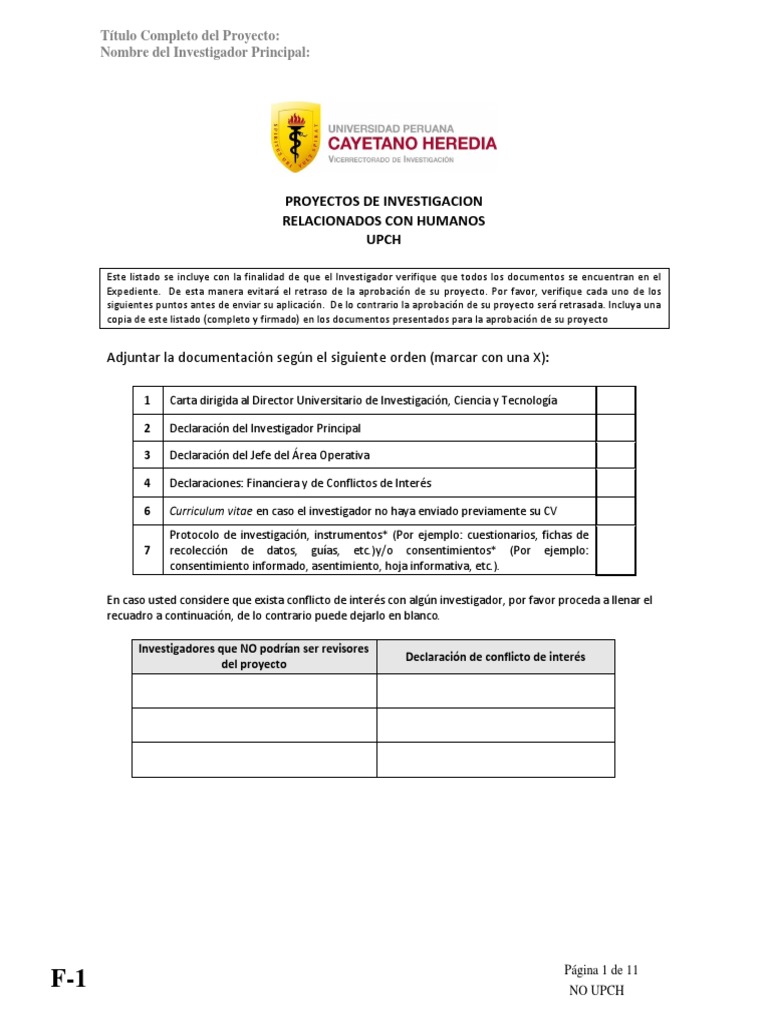 Documentación para Proyectos UPCH | PDF | Consentimiento informado ...