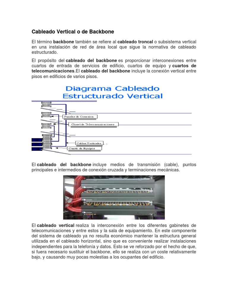 Cableado Vertical o de Backbone | PDF | Comunicación | Electrónica