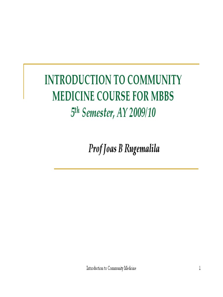 2 Introduction To Community Medicine | PDF | Public Health | Preventive ...