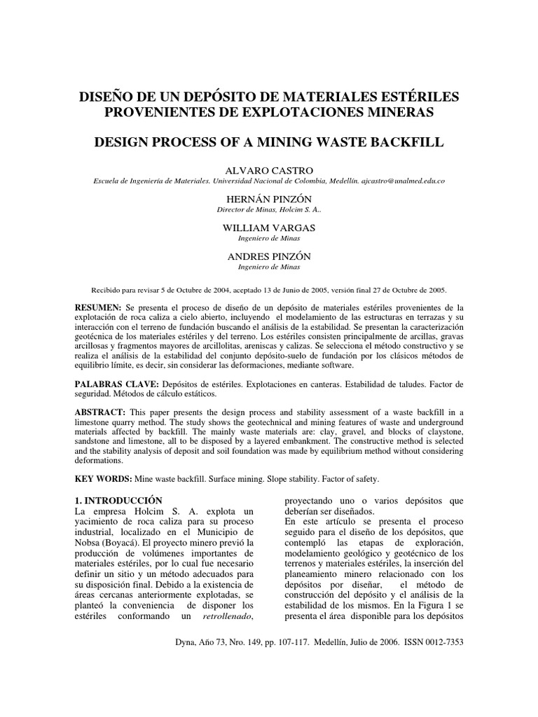 Botadero de Estériles - Holcim PDF | PDF | Estrato | Roca (geología)