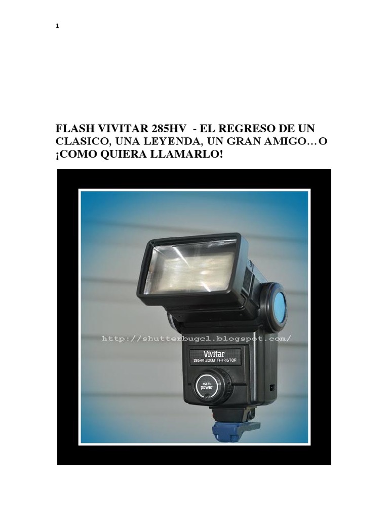 Flash Vivitar 285HV: Características y Usos | PDF | Flash (fotografía ...