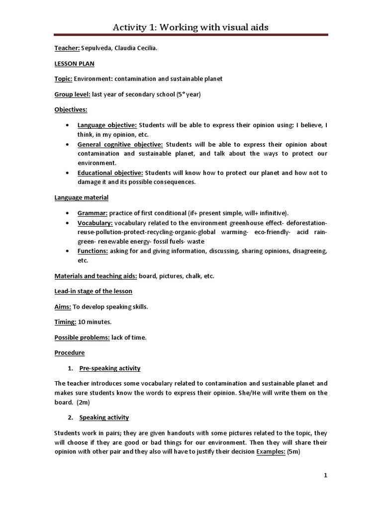 Activity 1 - Working With Visual Aids | PDF | Vocabulary | Global Warming