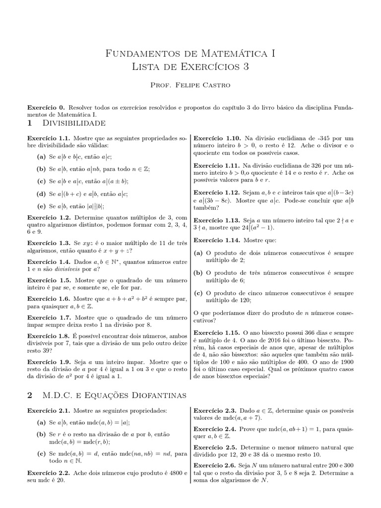 Lista3 MTM | PDF | Ano | Divisão (Matemática)