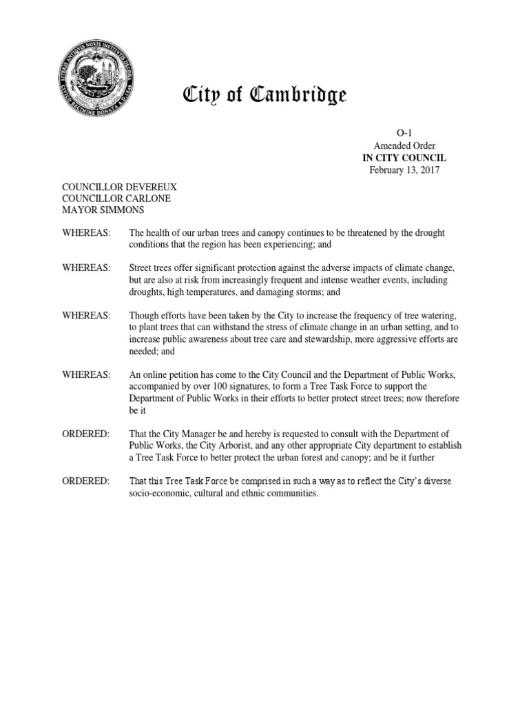 Tree Task Force Policy Order | PDF