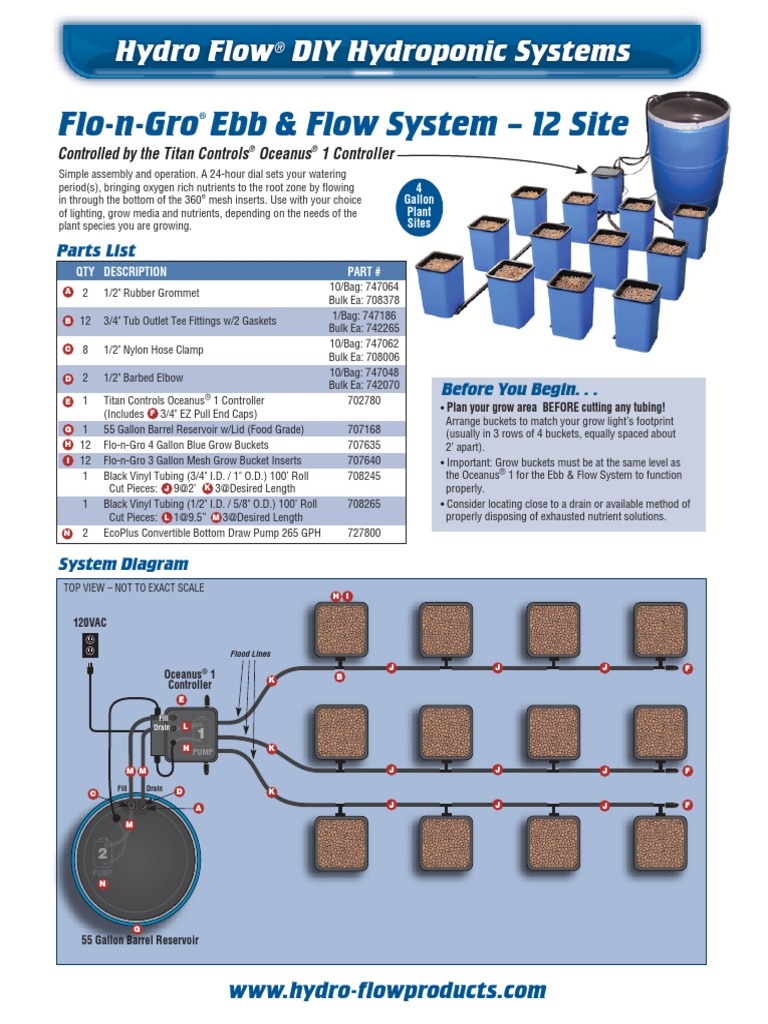DIY Flo N Gro Ebb Flow System 12 Site | PDF | Hydroponics | Pump