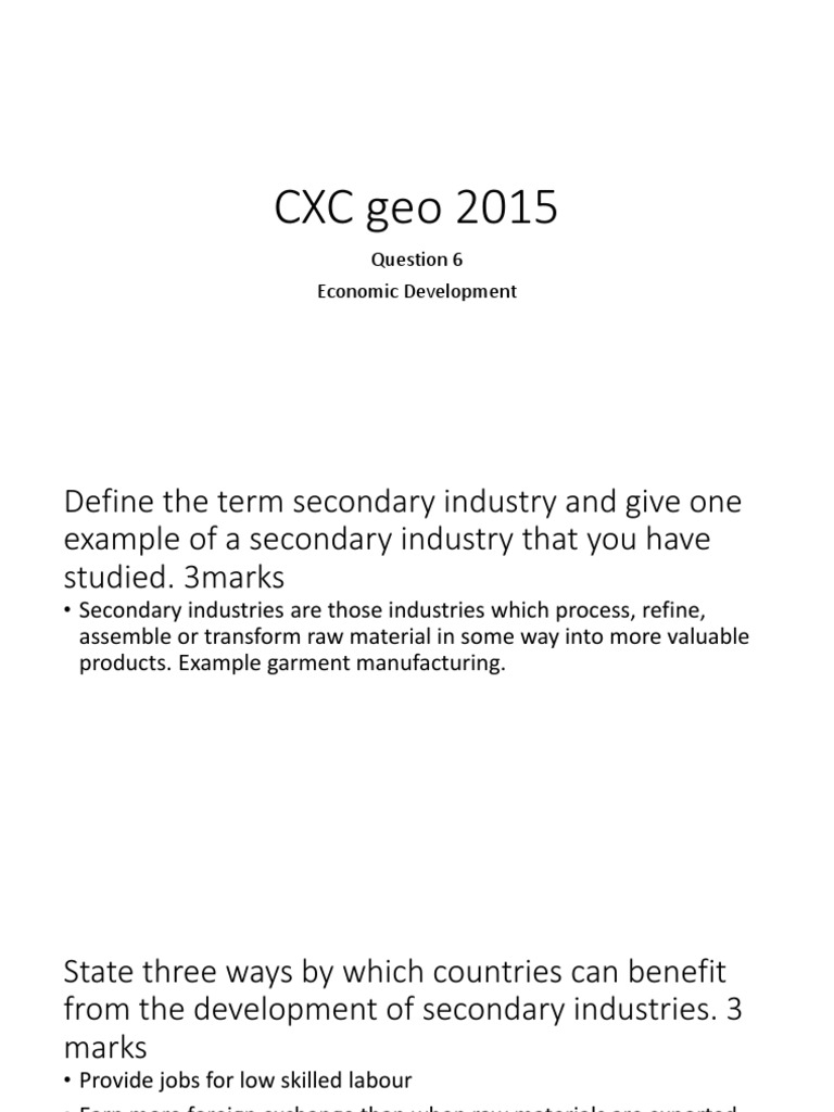 CXC Geo 2015: Economic Development | PDF | Shrimp | Natural Gas