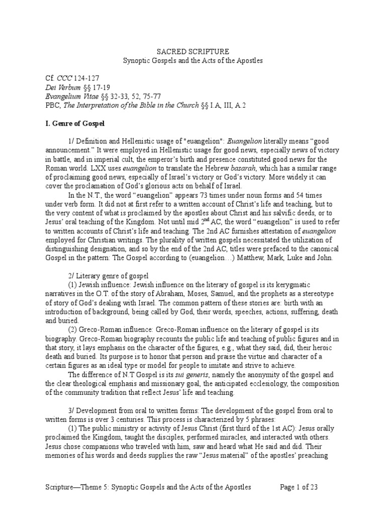 Synoptic Gospels and The Acts of Apostles - nvh92 | PDF | Jesus ...