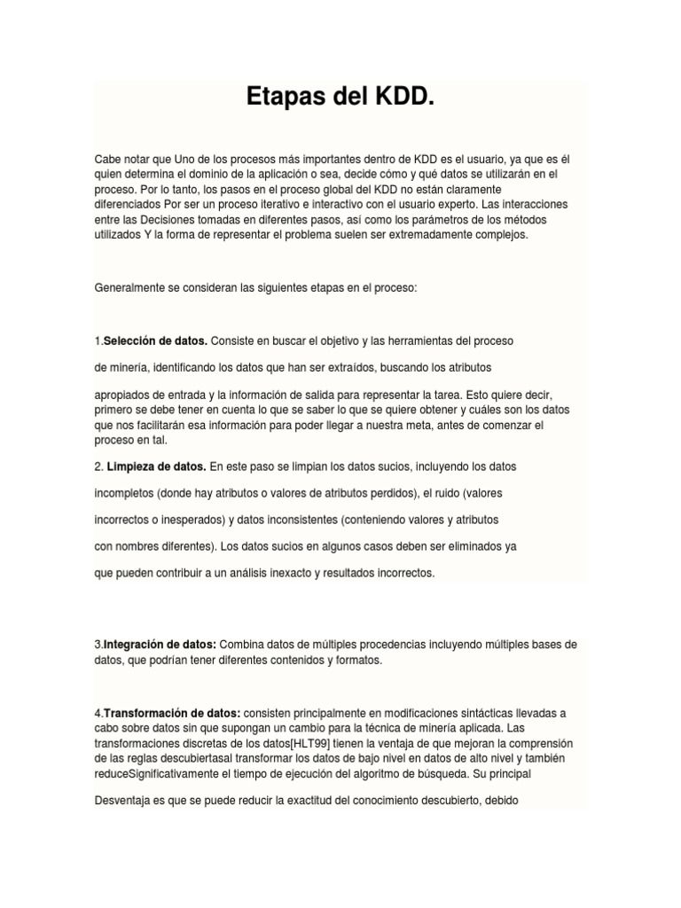 Etapas del Proceso KDD | PDF | Información | Toma de decisiones