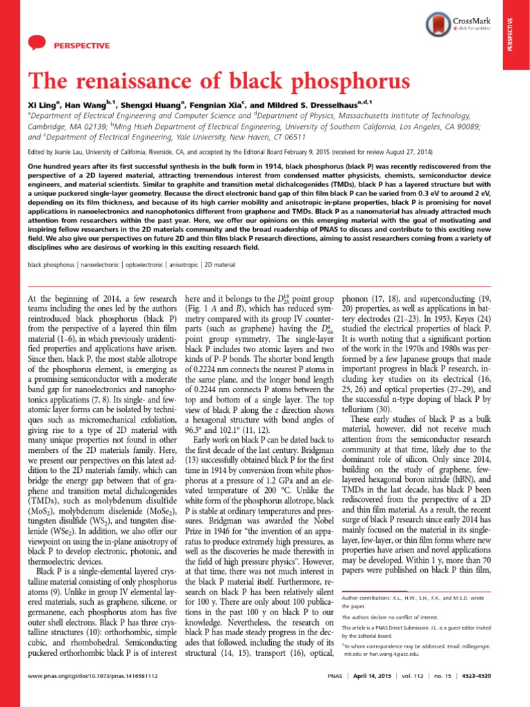 The Renaissance of Black Phosphorus: Perspective | PDF | Graphene ...