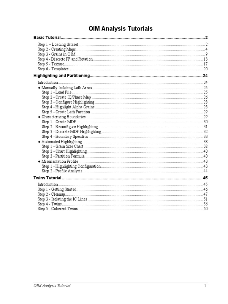 OIM Analysis Tutorials PDF | PDF | Button (Computing) | Icon (Computing)
