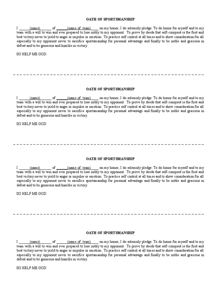 An Oath of Sportsmanship: Pledging to Uphold the Virtues of Fair Play ...