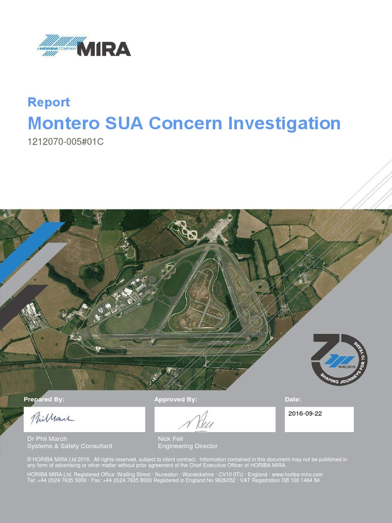 Horiba Mira Report Montero Sua Concern Investigation | PDF ...