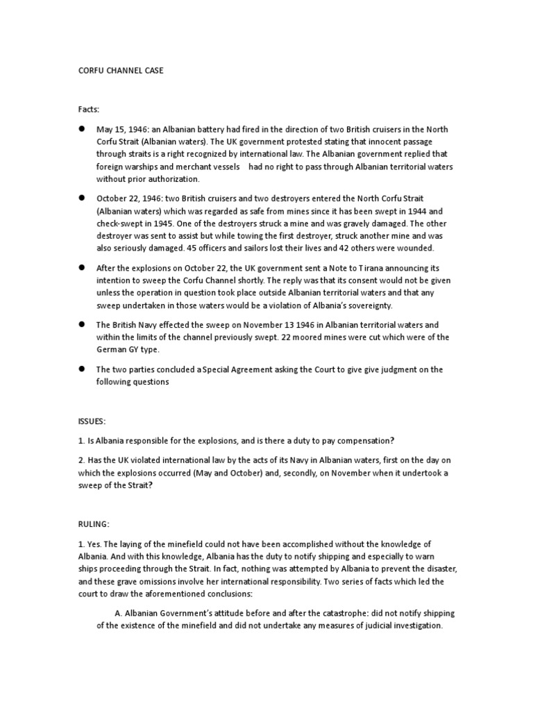 Corfu Channel Case | PDF | Social Institutions | Social Science
