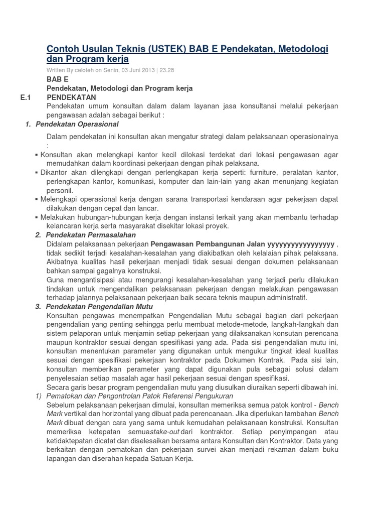 Contoh Usulan Teknis | PDF