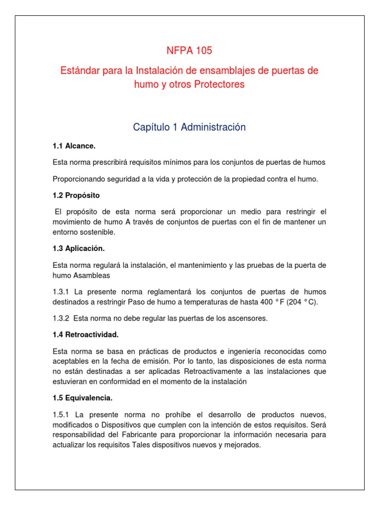 Nfpa 105 | PDF | Cortafuegos (informática) | Fusible (Eléctrico)
