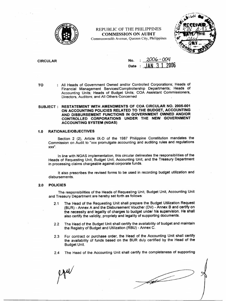 COA - C2006-004 BURs | PDF | Audit | Constitutional Law