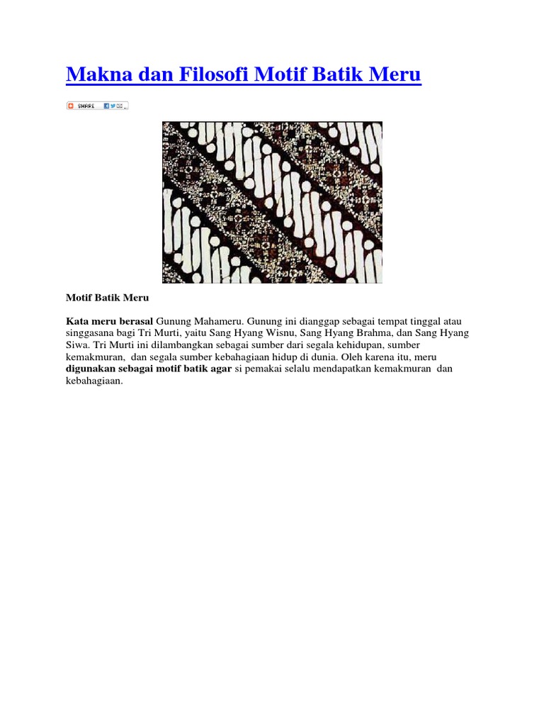 Makna Dan Filosofi Motif Batik Meru | PDF