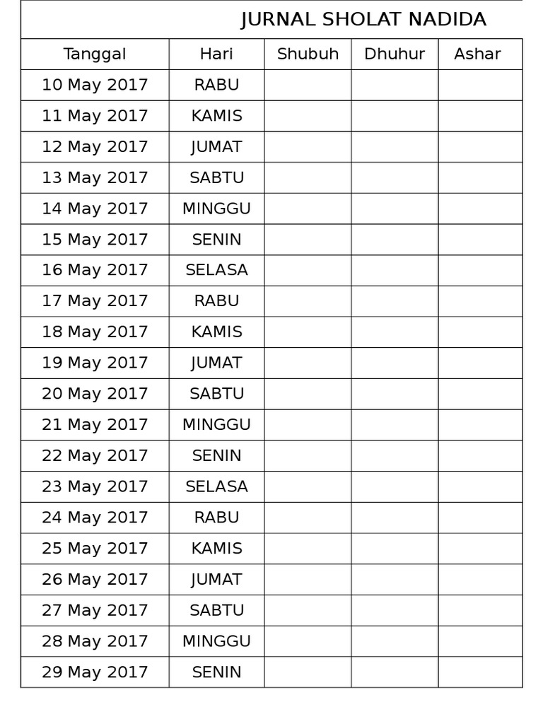 Jurnal Sholat | PDF