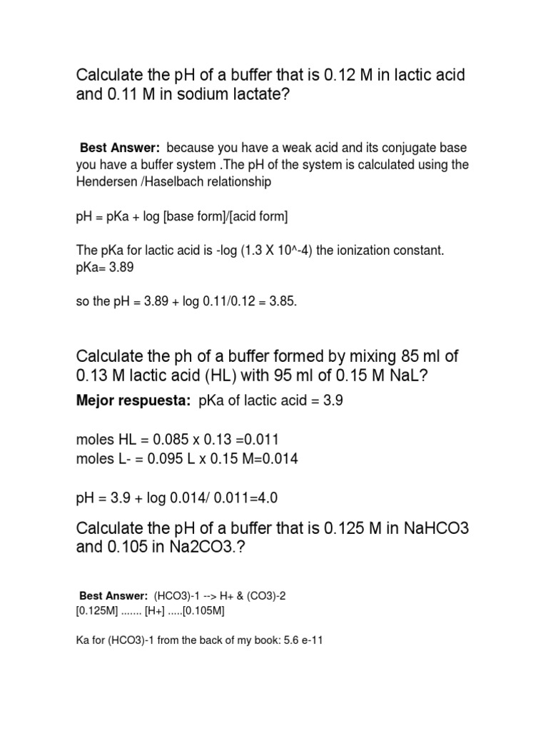 Quimica Buffer | PDF | Buffer Solution | Acid Dissociation Constant