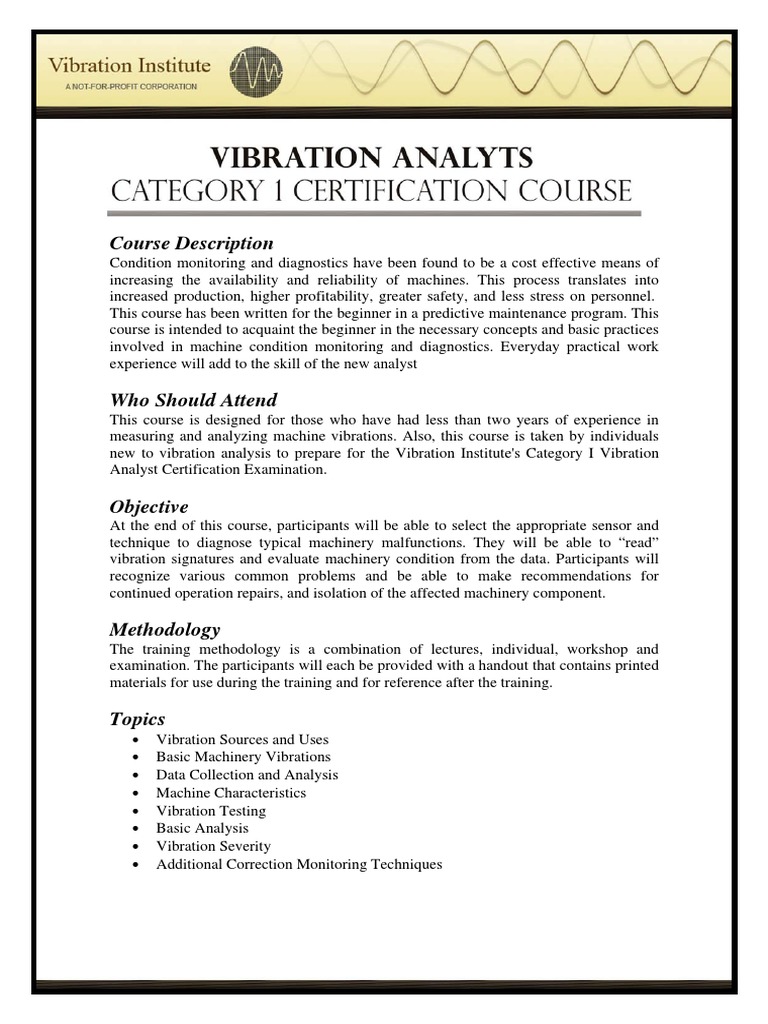 Level 1 Vibration Analysis Training Course | PDF | Intelligence ...