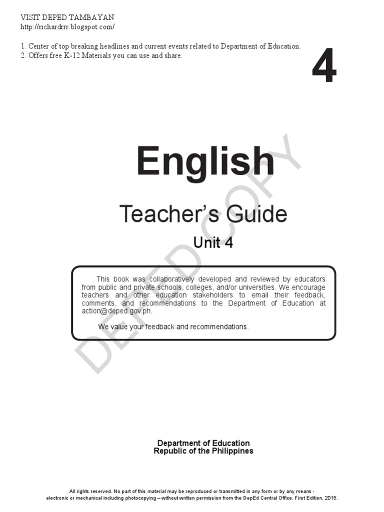 Eng4 TG U4 | PDF | Reading Comprehension | Word