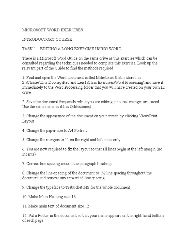 Microsoft Word Exercises | Microsoft Word | Page Layout