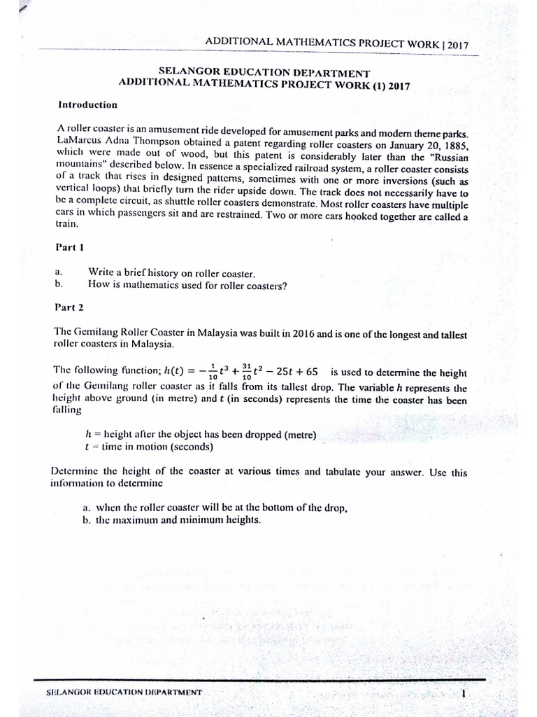 Selangor Additional Mathematics Project Work 2017 | PDF | Logic ...