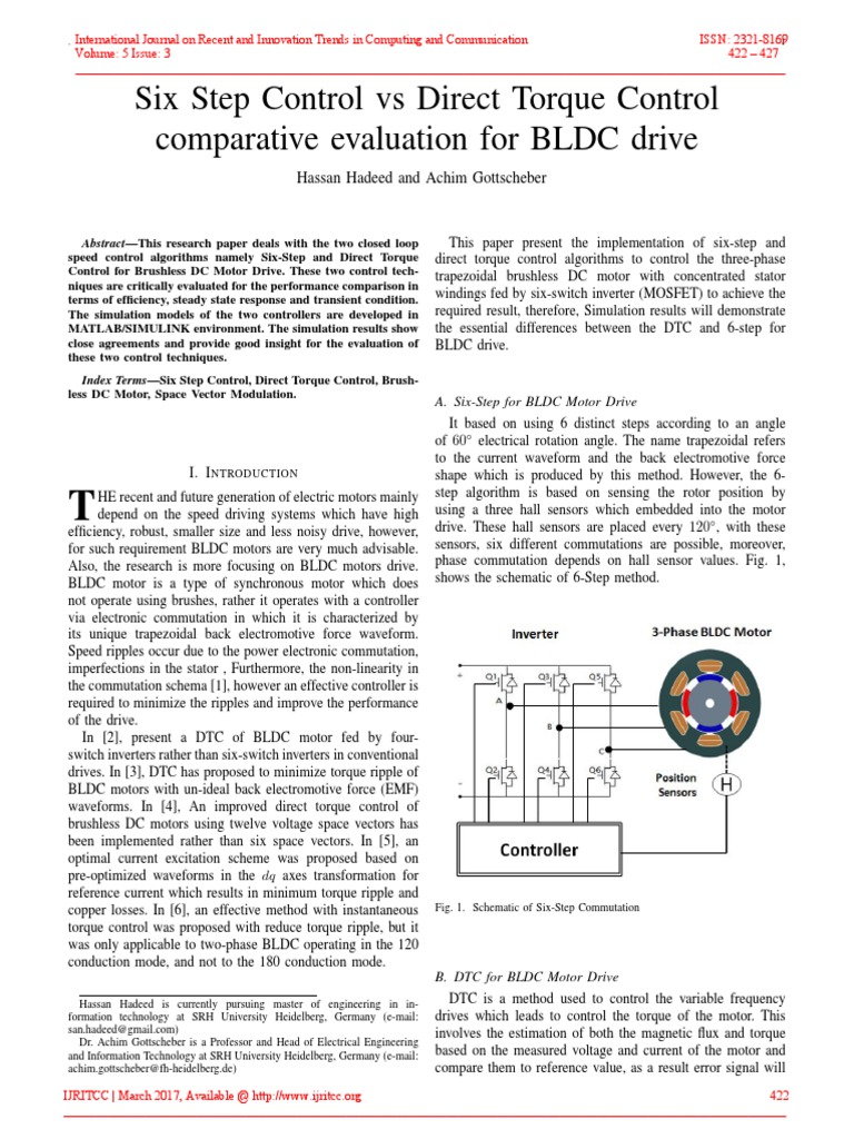 Six Step Control Vs Direct Torque Control Comparative Evaluation For ...