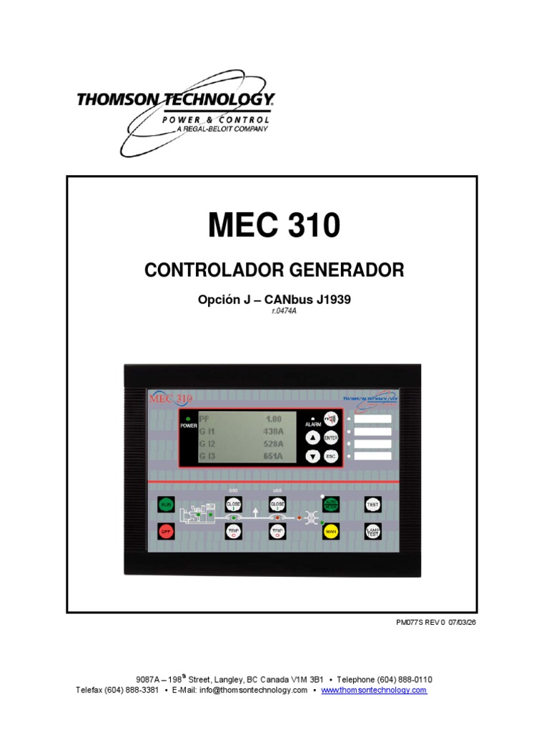 Controlador Generador MEC 310 J1939 | PDF | Software | Science