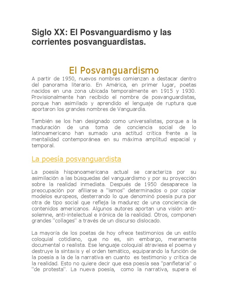 Siglo XX. Poesia Postvanguardista | PDF | Poesía | Science