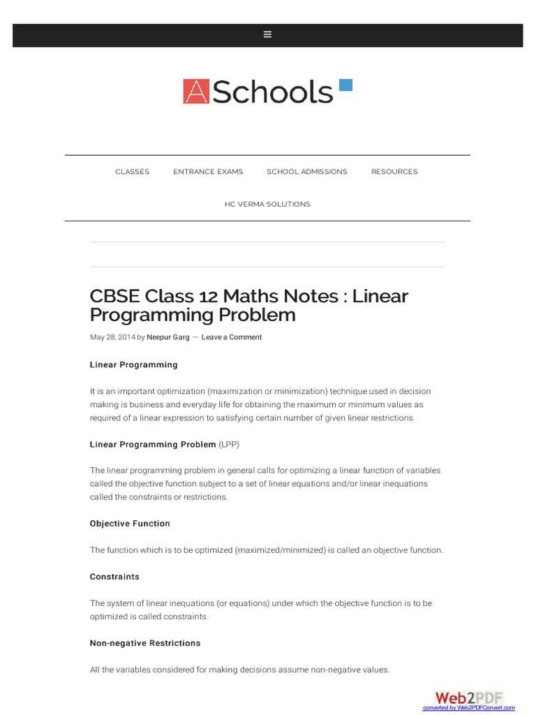 Linear Programing Notes | PDF | Mathematical Optimization | Linear ... Linear Programing Notes | PDF | Mathematical Optimization | Linear ...