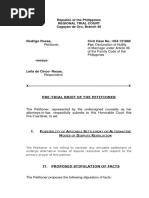 Pre-Trial Brief Sample | PDF | Annulment | Marriage