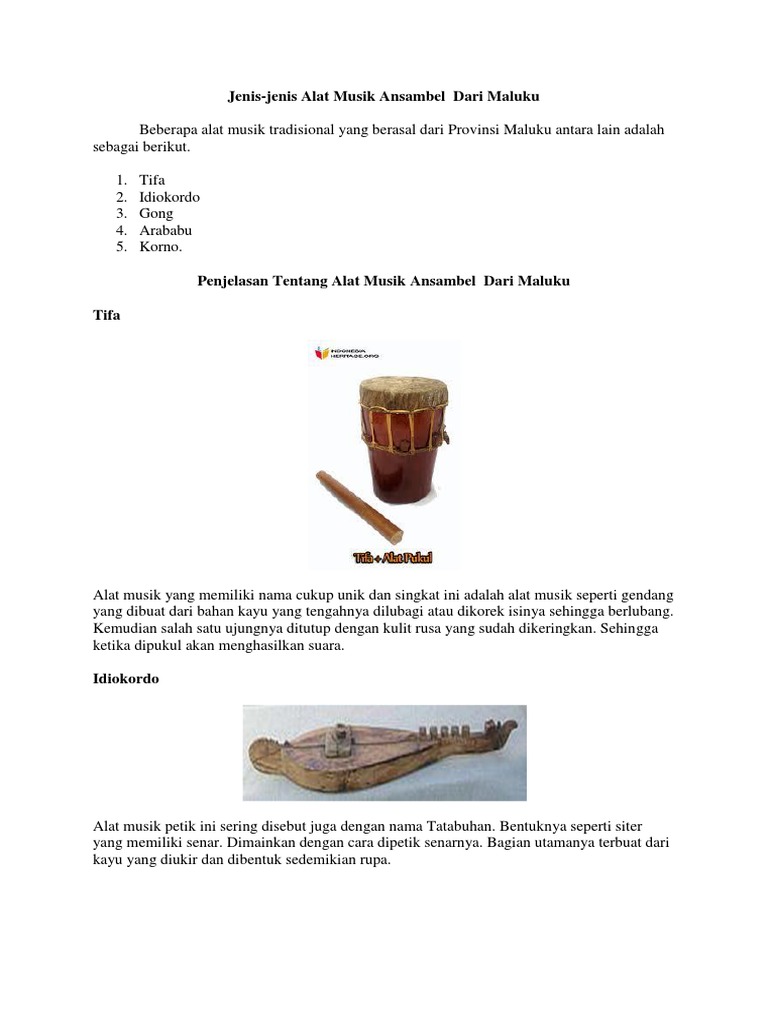 Traditional Musical Instruments of Maluku | PDF