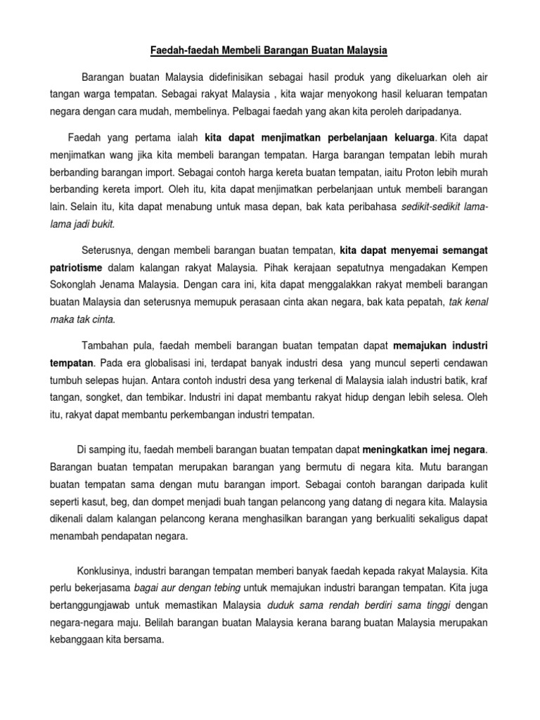 Contoh Karangan Bahasa Malaysia | PDF