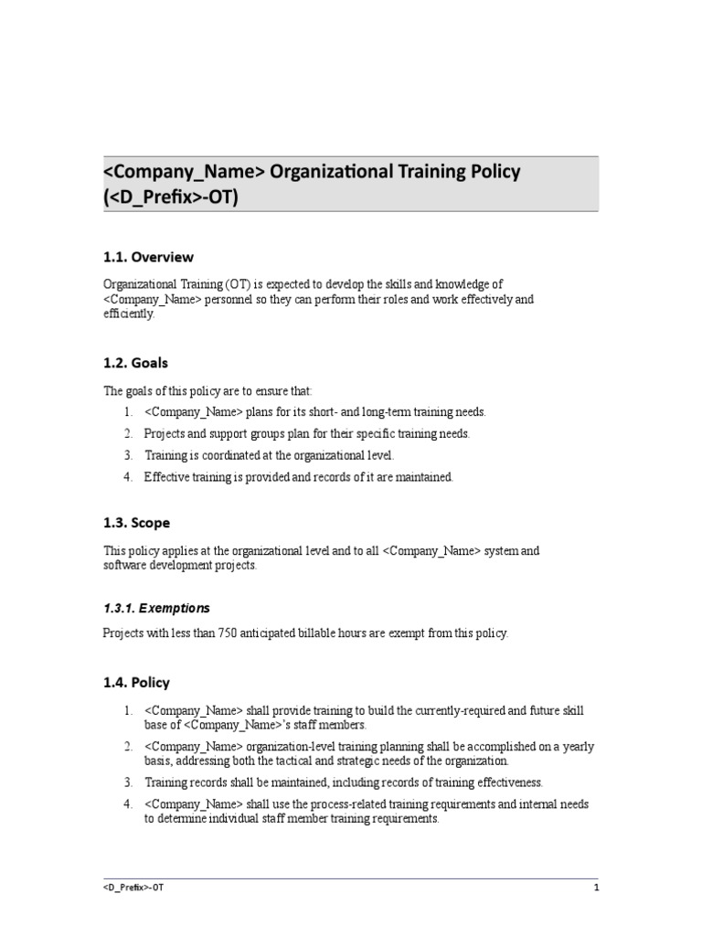 Organizational Training Policy (-OT) | PDF