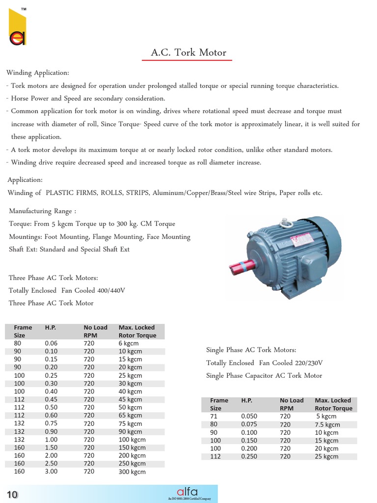 Ac Torque Motor For Winder Machine | PDF | Electric Motor | Torque