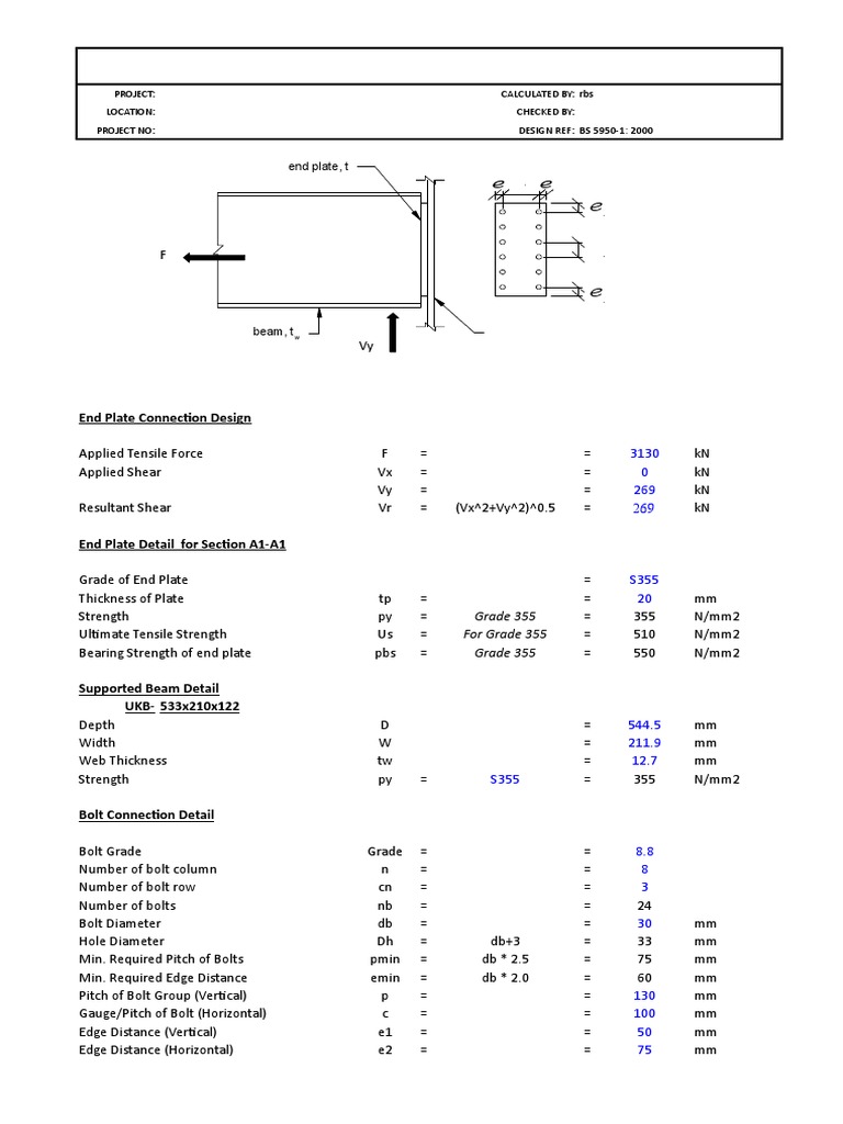 End-Plate-Design BS Code | PDF | Screw | Buckling