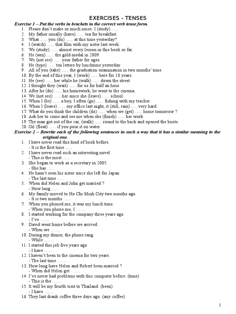 Exercises 1 | PDF | Ellipsis | Languages