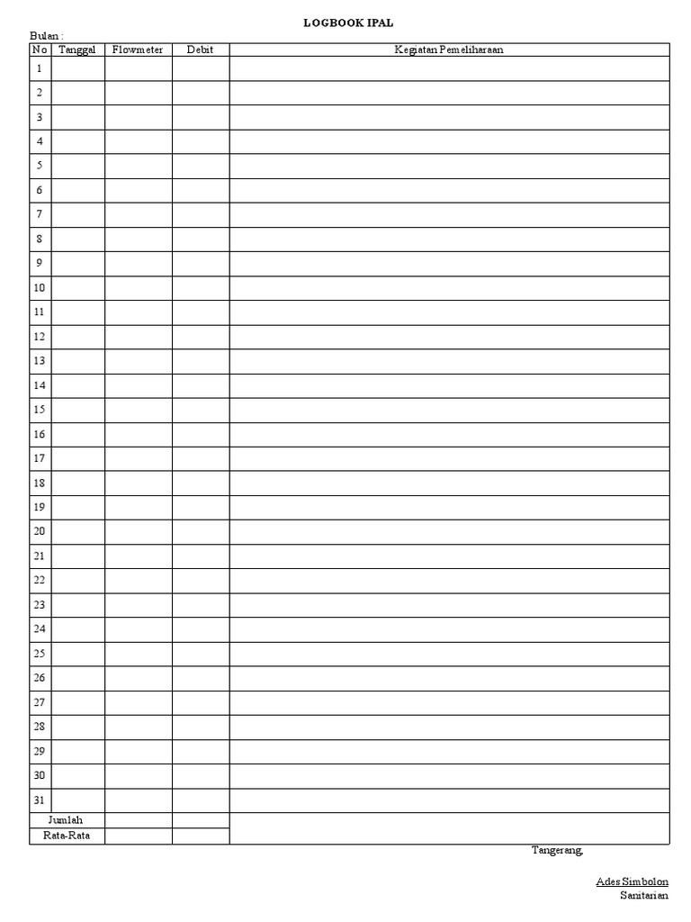 Logbook Harian Ipal | PDF