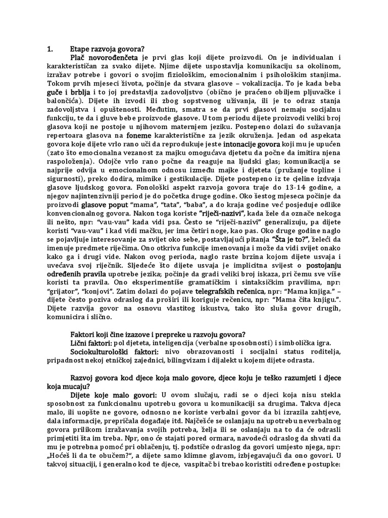 Razvoj Govora | PDF