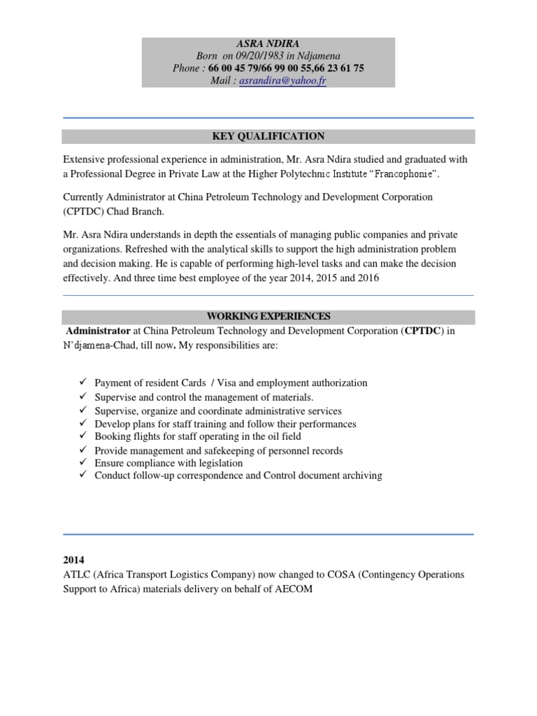 Asra Ndira Resume | PDF | Bachelor's Degree | Business