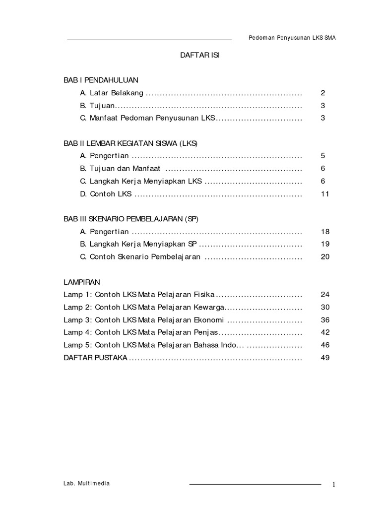 Pedoman Penyusunan Lks PDF | PDF