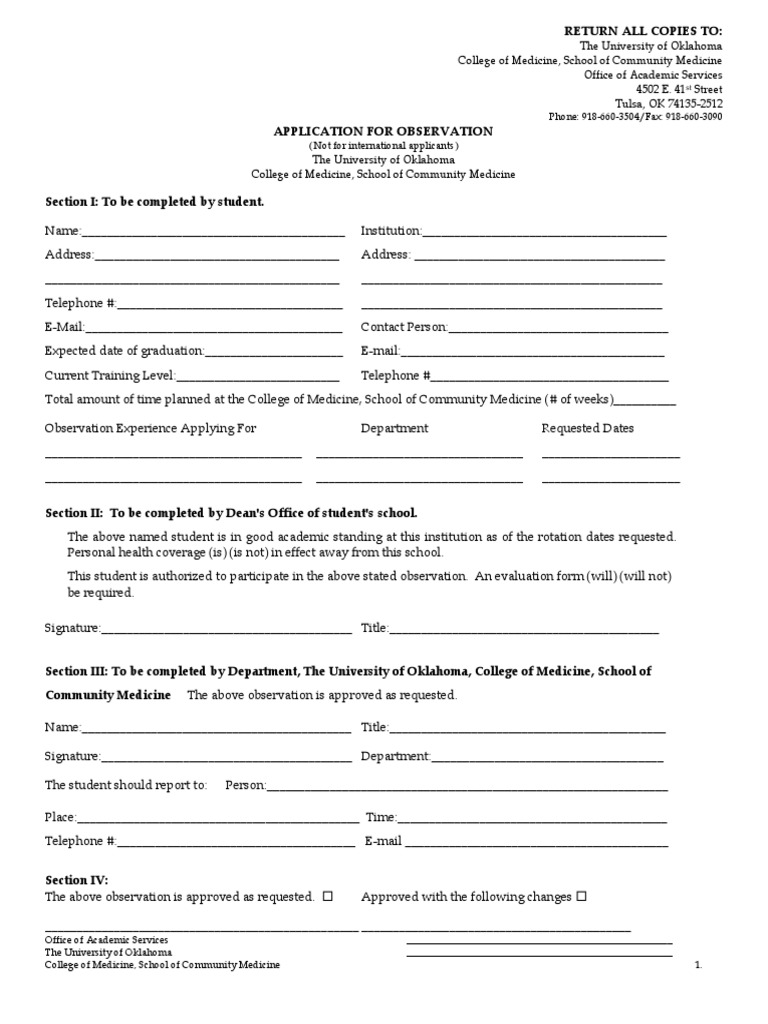 Application for Observership.doc | Medical School | University Of Oklahoma