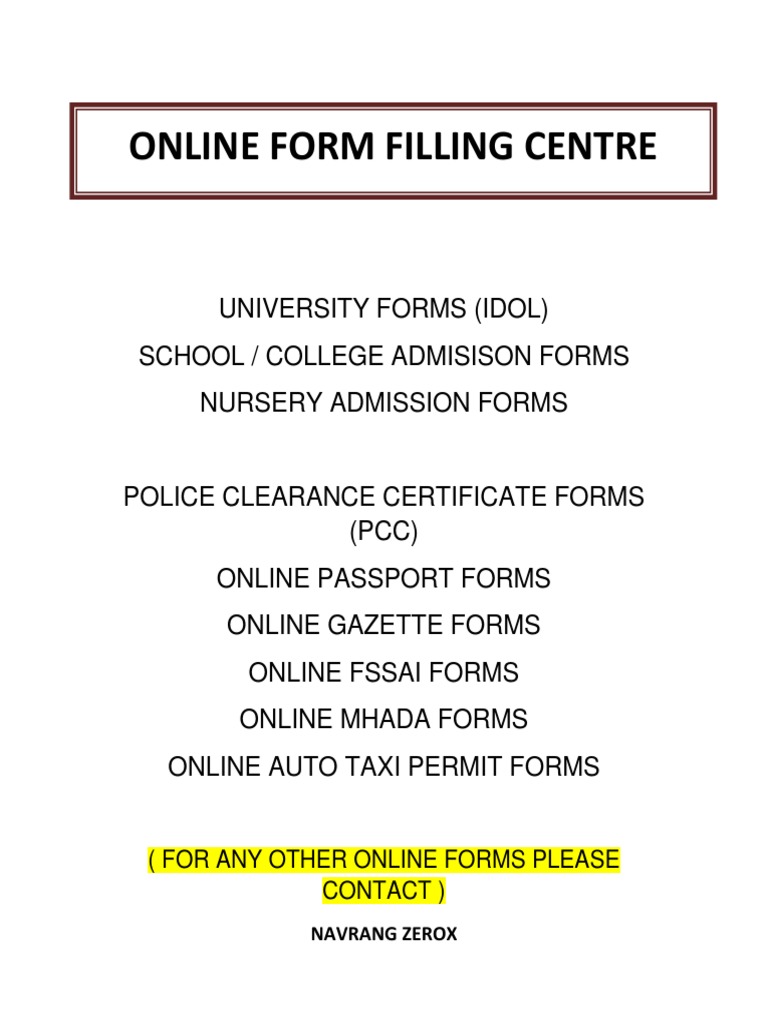 Online Form Filling Centre: University Forms (Idol) School / College ...