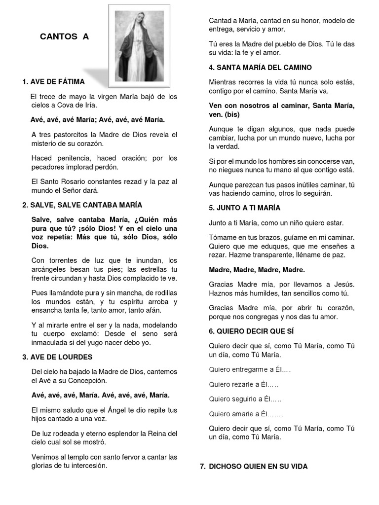 Cantos a la Virgen María para el Rosario | PDF | María, madre de Jesús ...