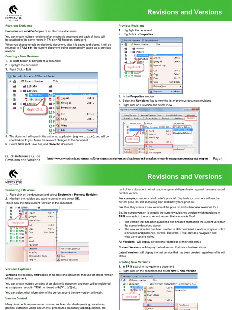 Revisions and Version Control in TRIM | PDF | Version Control | Document